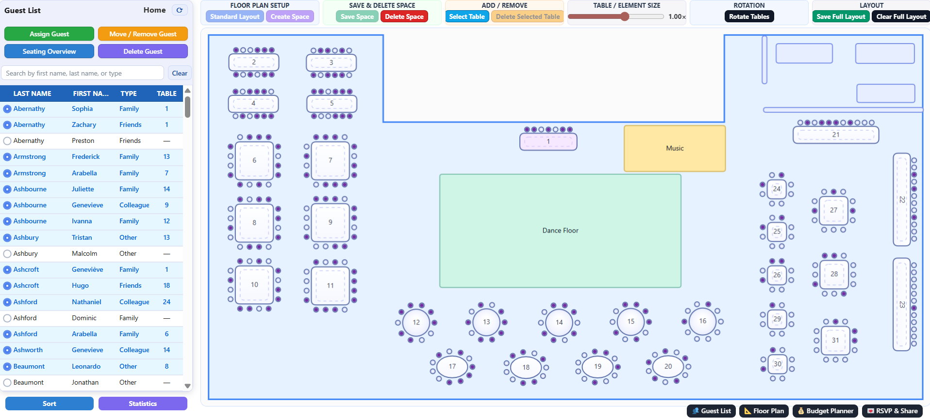 Seating Planner – Wedding Seating Chart & Guest List Tool