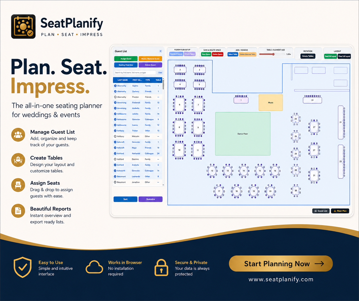 Seating Planner – Wedding Seating Chart & Guest List Tool